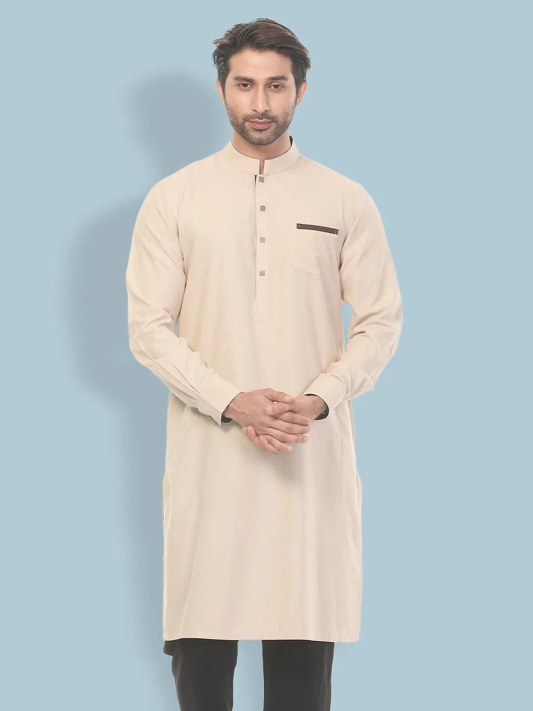 Men's Panjabi in Beige – Klothen